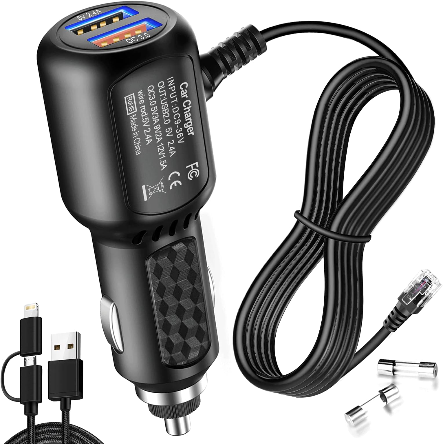 Amazon.com: Radar Detector Power Cord with Dual USB Charger Ports ...