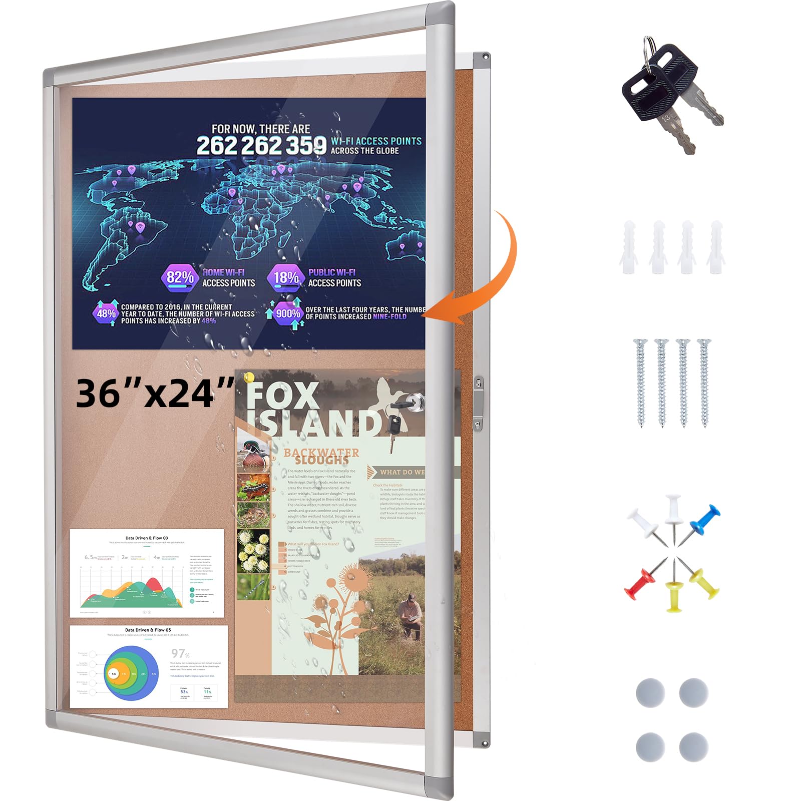 Amazon.com : YOKUGO Outdoor Bulletin Board Weatherproof 36"x24 ...