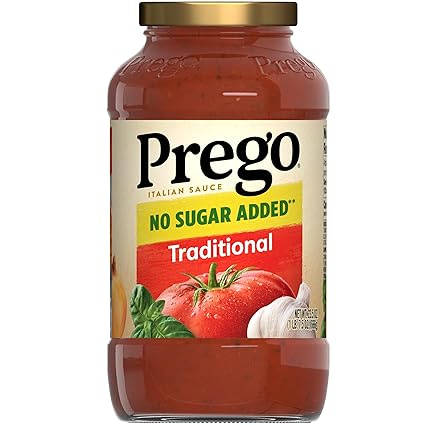 Amazon.com : Prego Traditional No Sugar Added Pasta Sauce, 23.5 Oz Jar ...