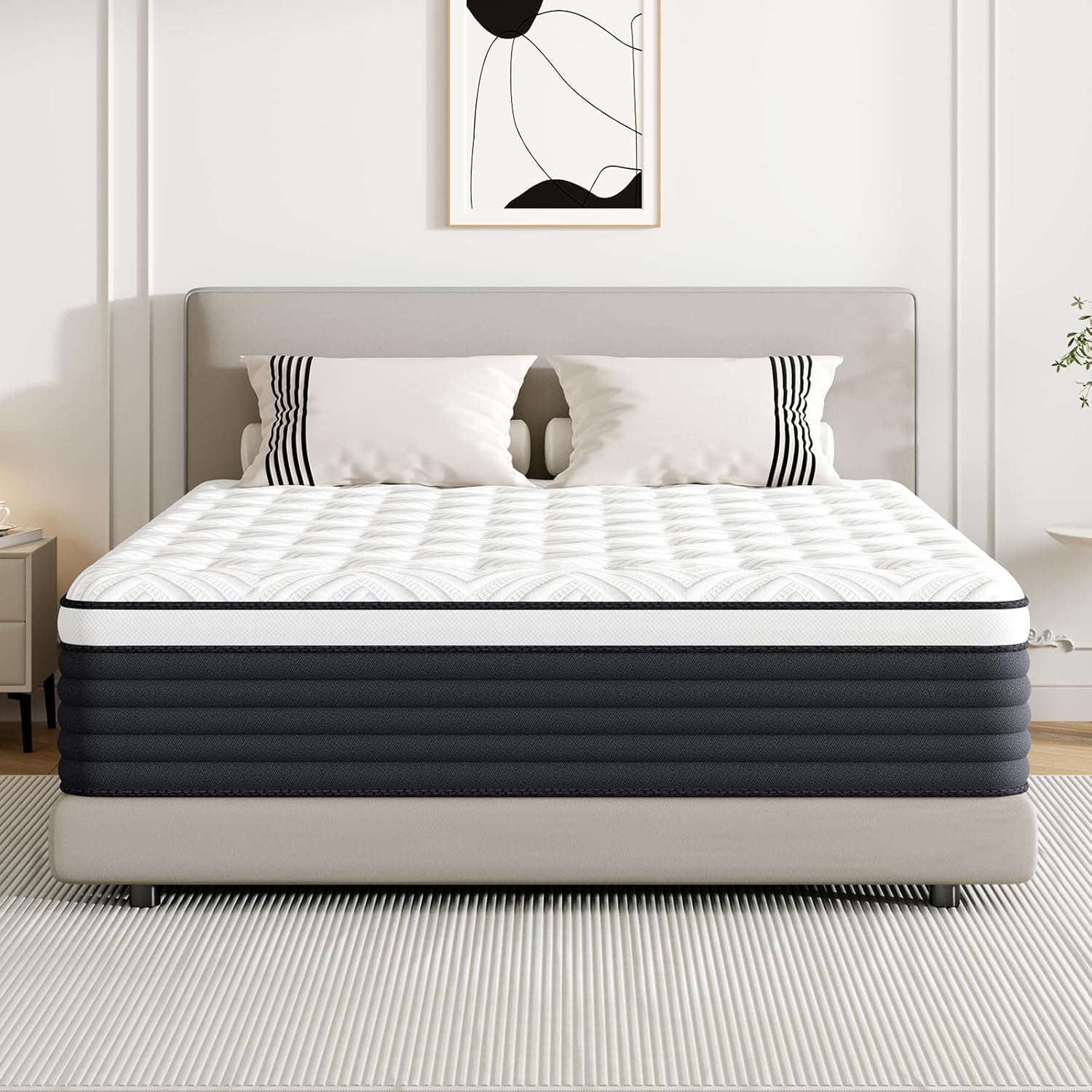 Amazon.com: Twin Mattress, 12 Inch Hybrid Memory Foam Mattress in a Box ...
