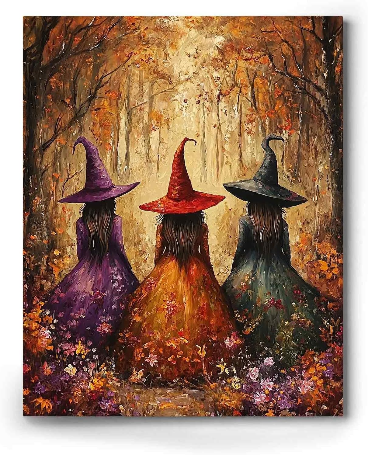 Amazon.com: ART Halloween Wall, Vintage Three Witches in The Forest ...