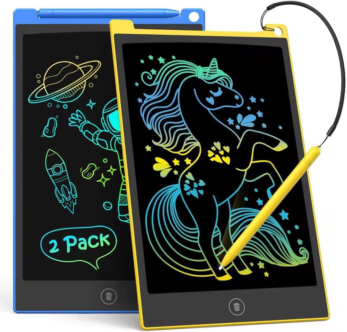 TECJOE 2 Pack LCD Writing Tablet, 10 Inch Colorful Doodle Board for ...
