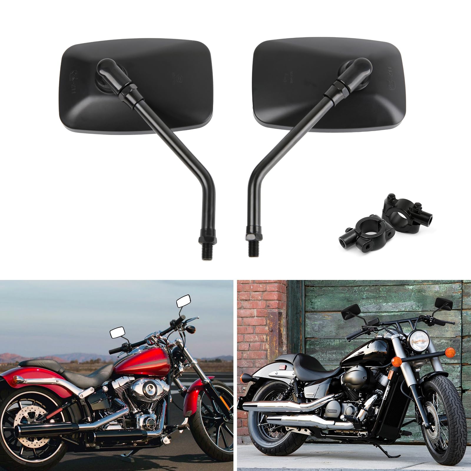 Amazon.com: DREAMIZER Black 10mm Motorcycle Mirrors Universal Convex ...