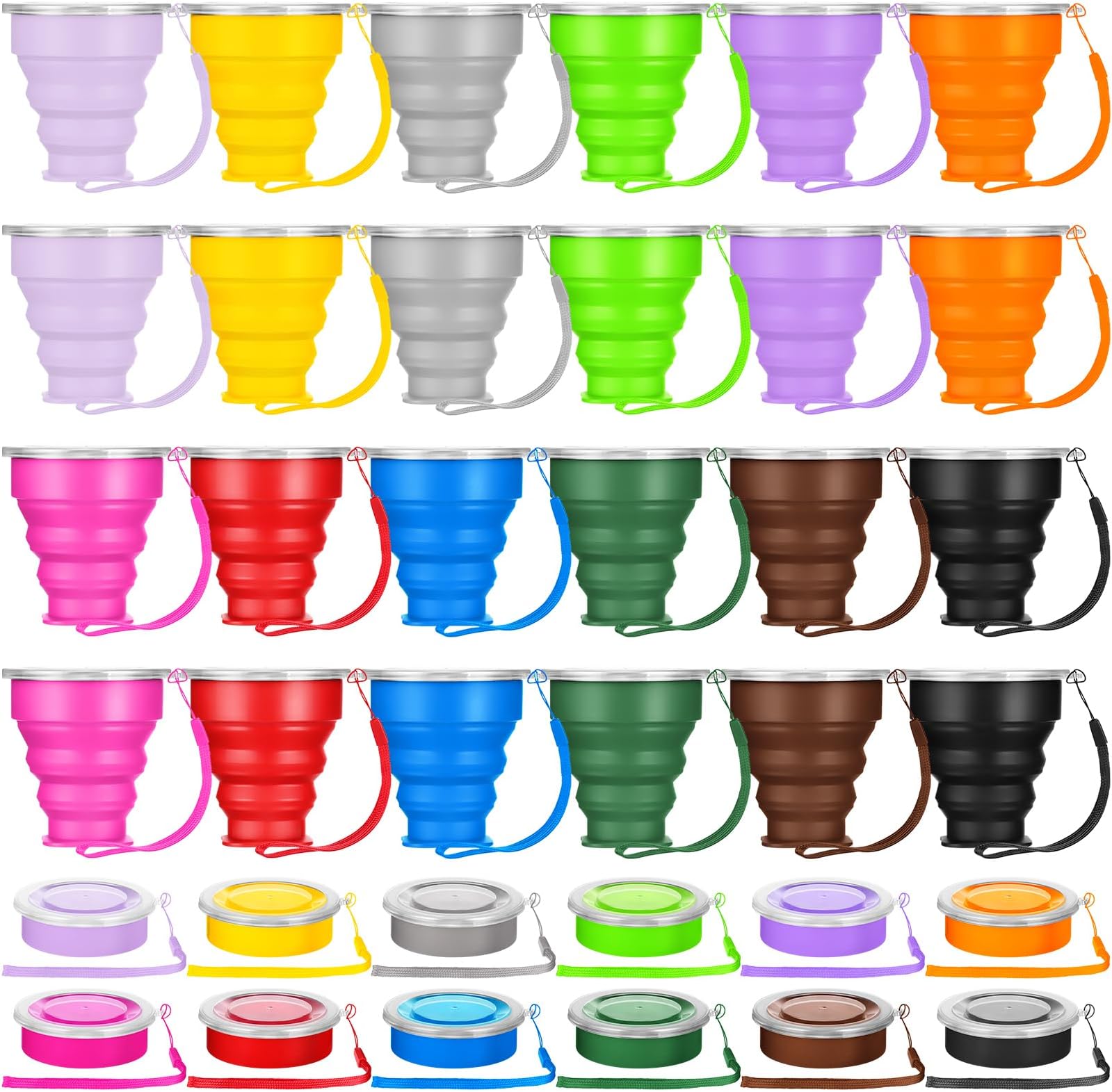 Amazon.com: Umigy 24 Pcs 6.8oz Collapsible Travel Cups Silicone ...