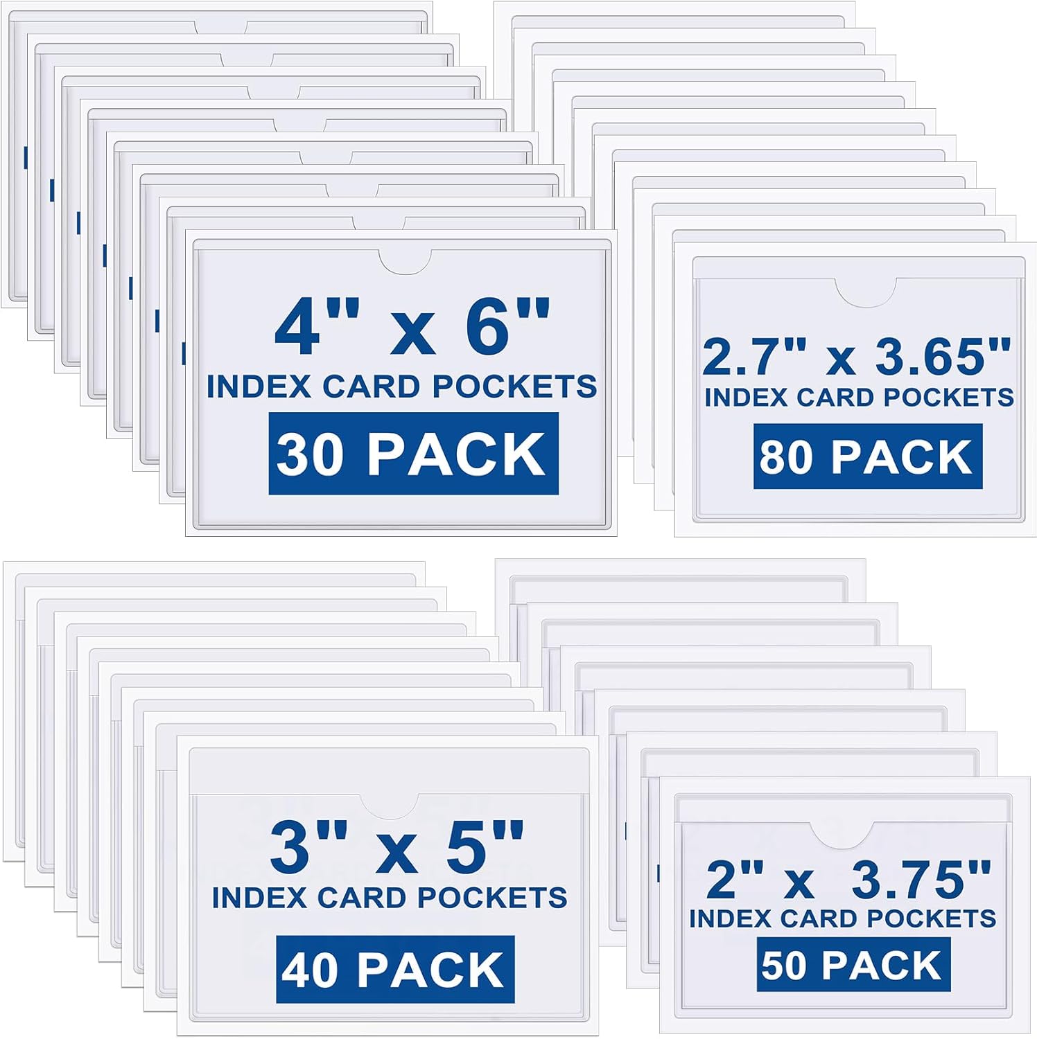 Amazon.com : Outus 200 Pack Self Adhesive Index Card Pockets Bulk Clear ...
