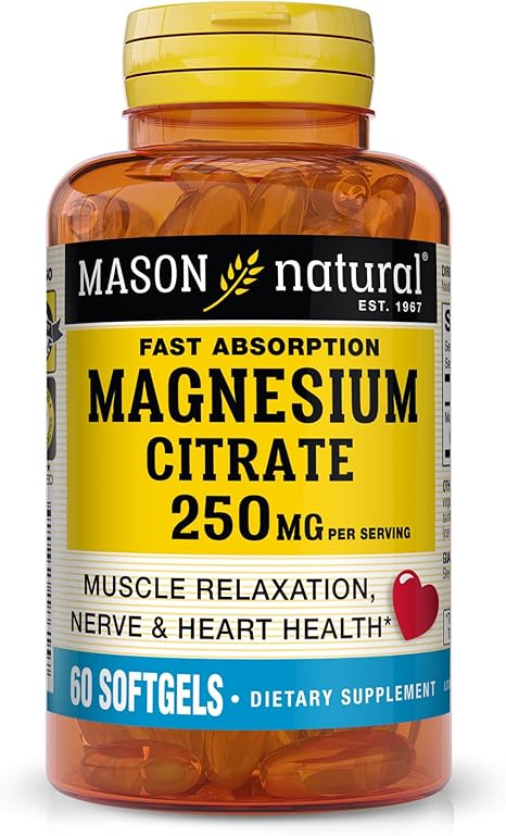 Amazon.com: Mason Natural Magnesium Citrate 250 mg, Mineral Supplement ...