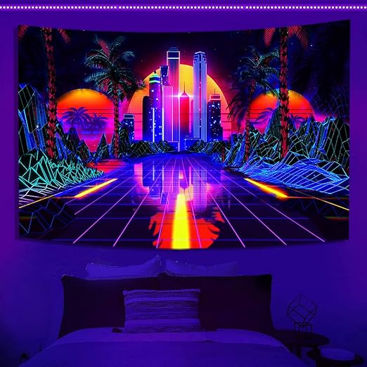 Amazon.com: TPMDFC Punk City Tapestry UV Reactive Blacklight Tapestries ...