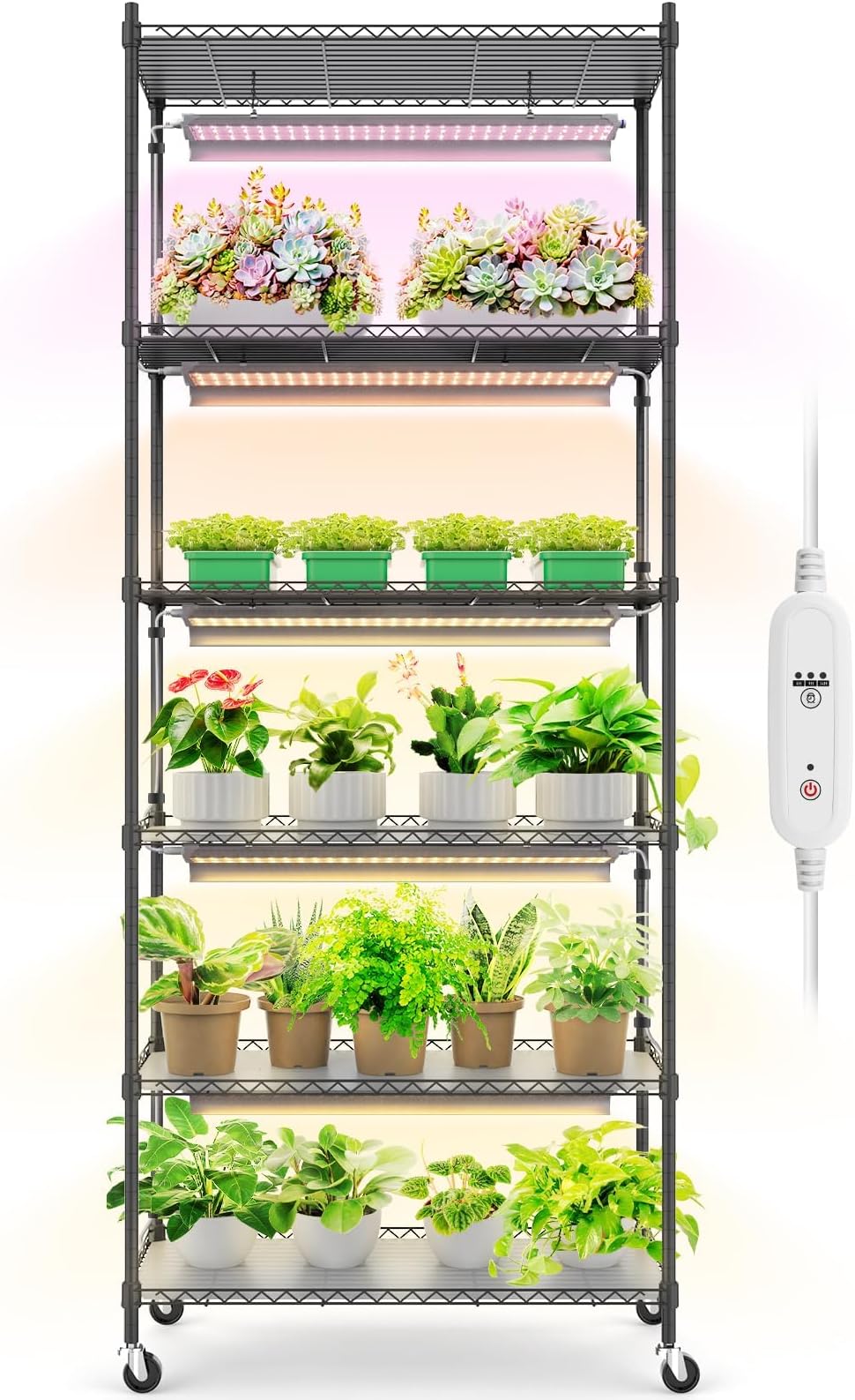 Amazon.com: Bstrip Plant Shelf with Grow Light, 4-Tier Large Grow Light ...