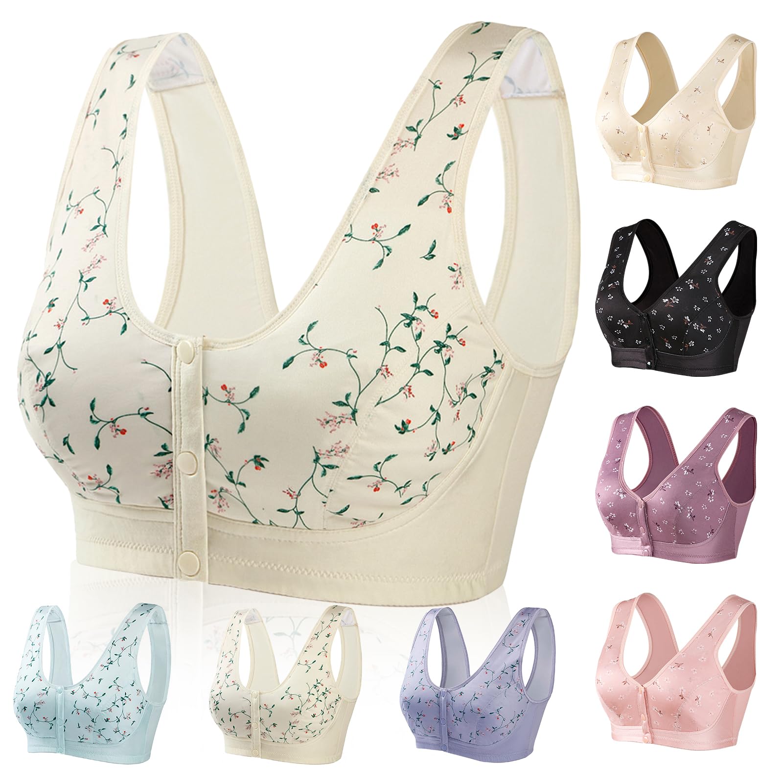 Front Button Bra Front Closure Everyday Sports Bras Comfortable ...