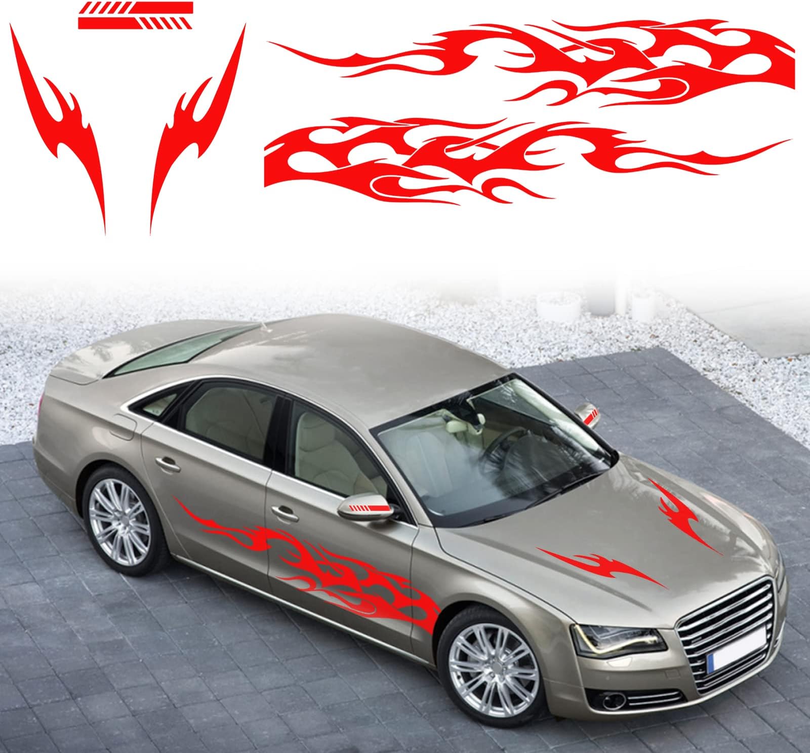 Amazon.com - Car Side Body Stickers Decals Black with red Flame ...