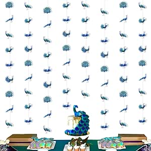 Amazon.com: Kreatwow Peacock Theme Party Supplies: 8pcs Blue Peacock ...