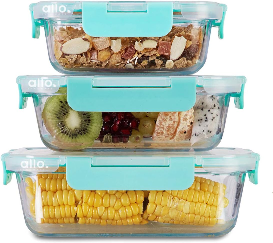 SYJBUH 3 Piece Glass Meal Prep Containers,Glass Food Storage Containers ...