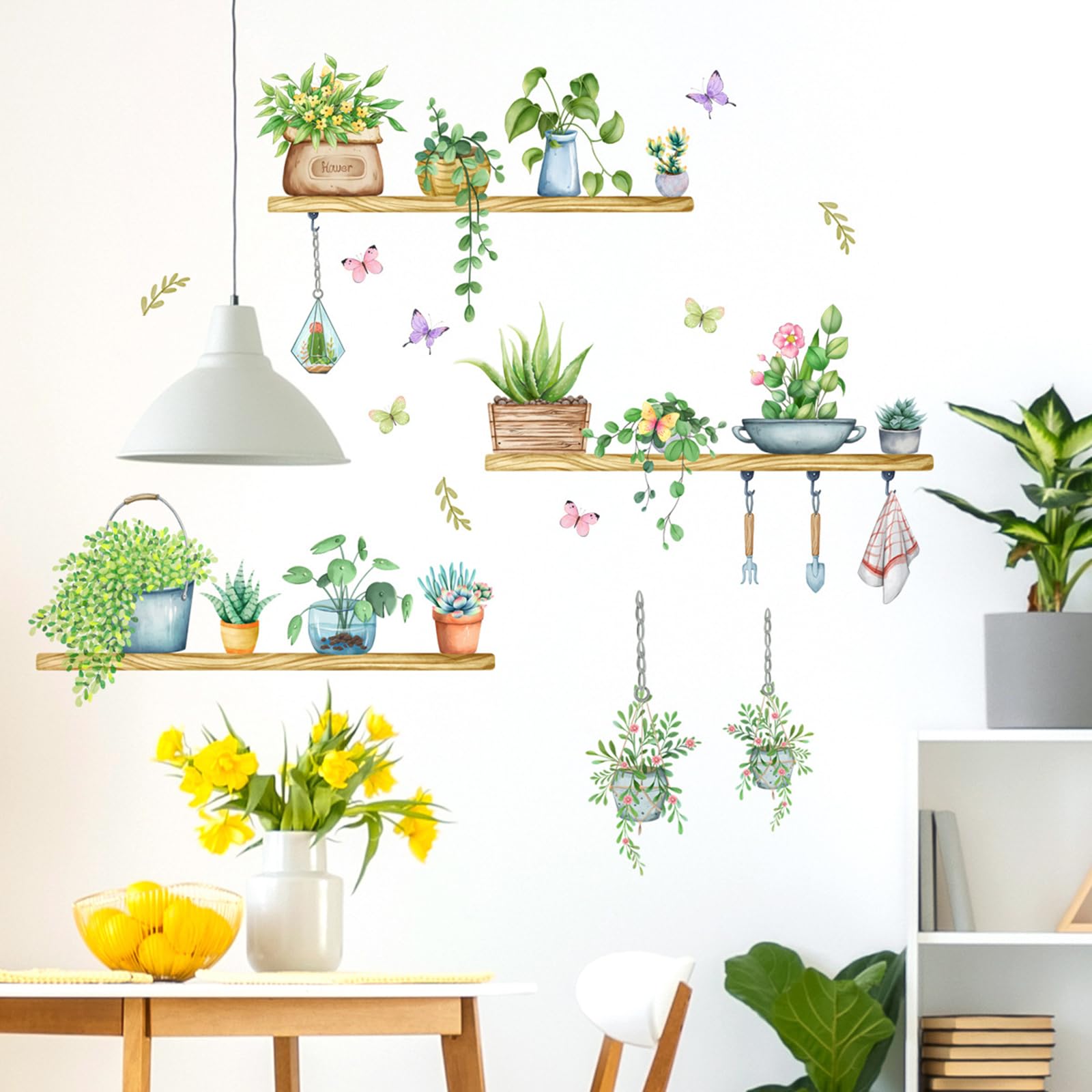 Amazon.com: Green Plant Wall Decals Tropical Vine Plant Potted Wall ...