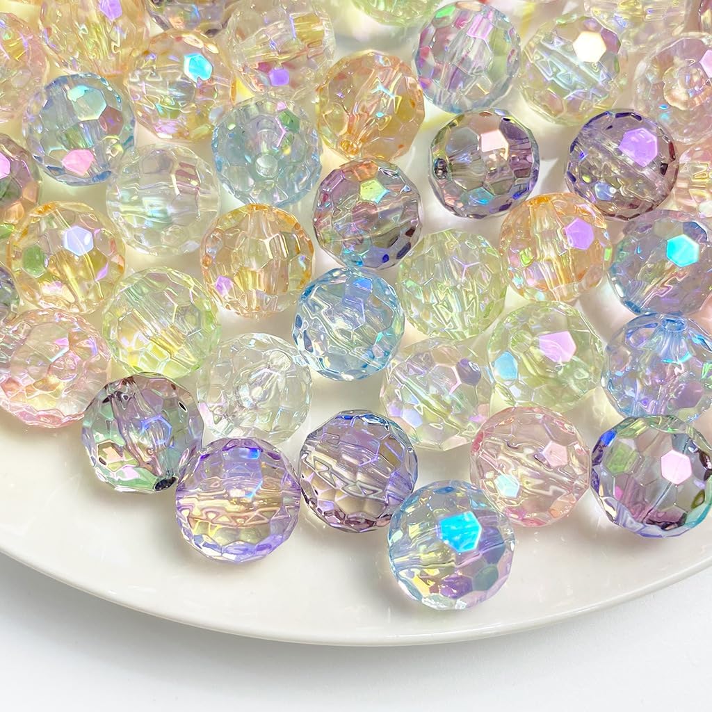 Amazon.com: BERMRO 16mm Acrylic Beads UV Transparent Colorful Beads ...