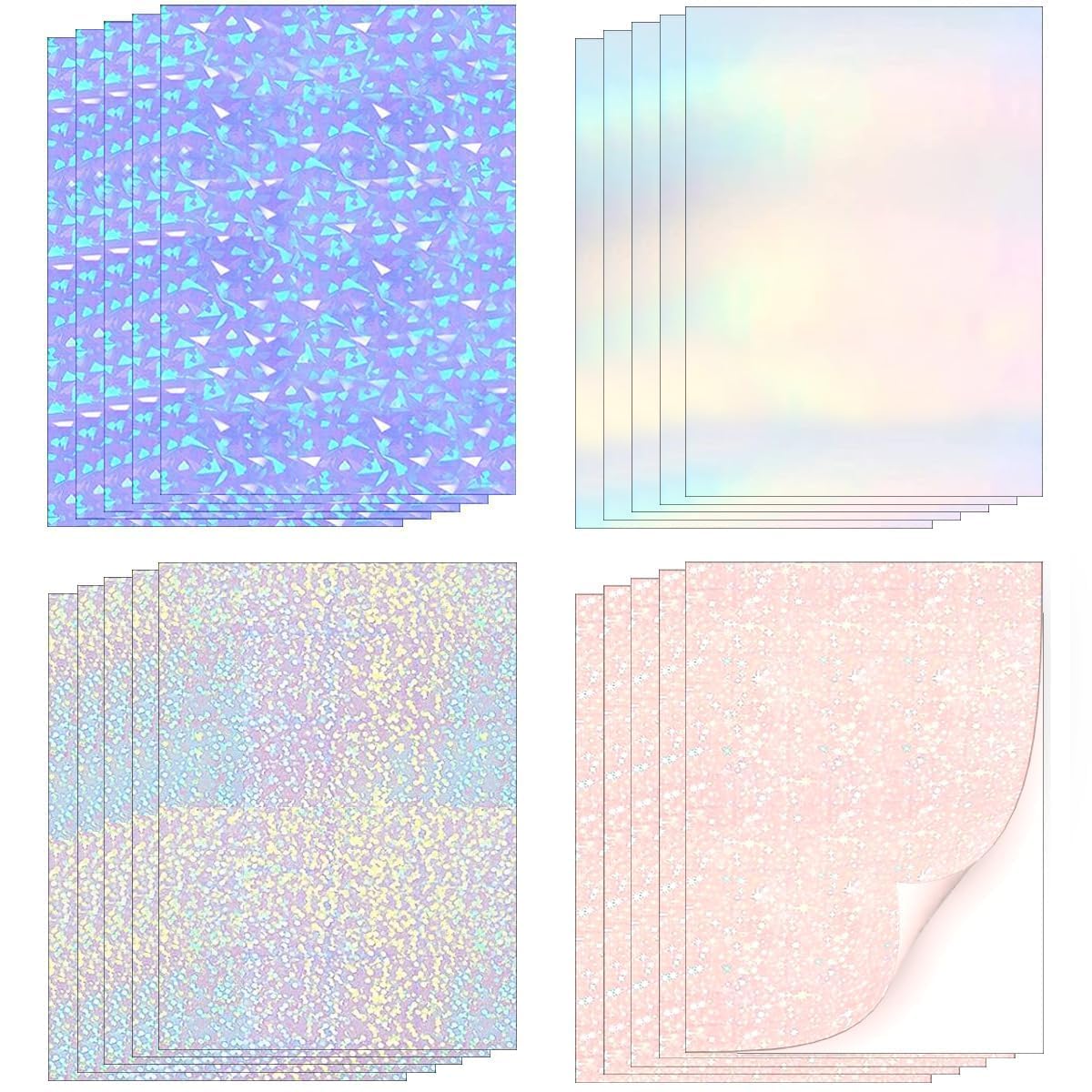 Amazon.com : 20 Sheets Clear Holographic Sticker Paper, Waterproof Self ...