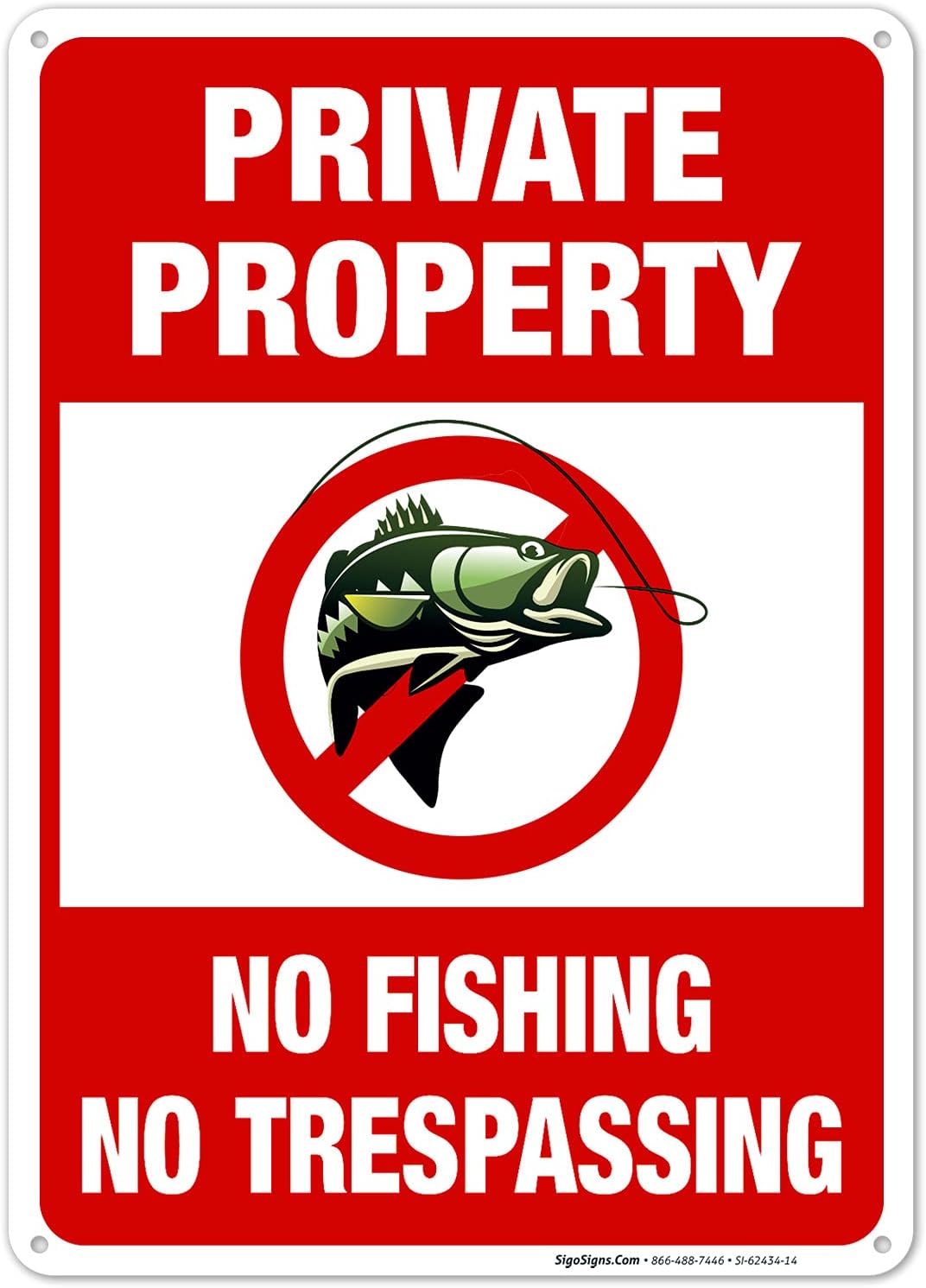 Amazon.com : Private Property No Fishing Allowed Aluminum Metal 8"x12 ...