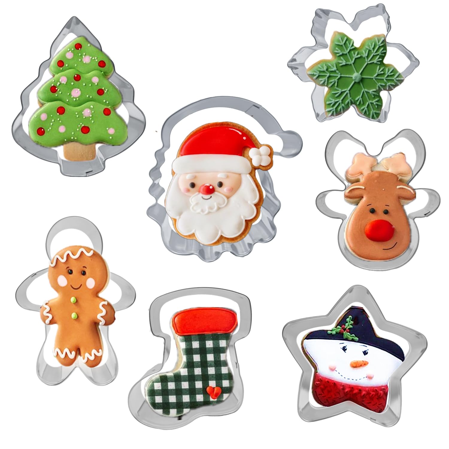Amazon.com: 7 Pcs Christmas Cookie Cutters Set, Holiday Cutter Shapes ...