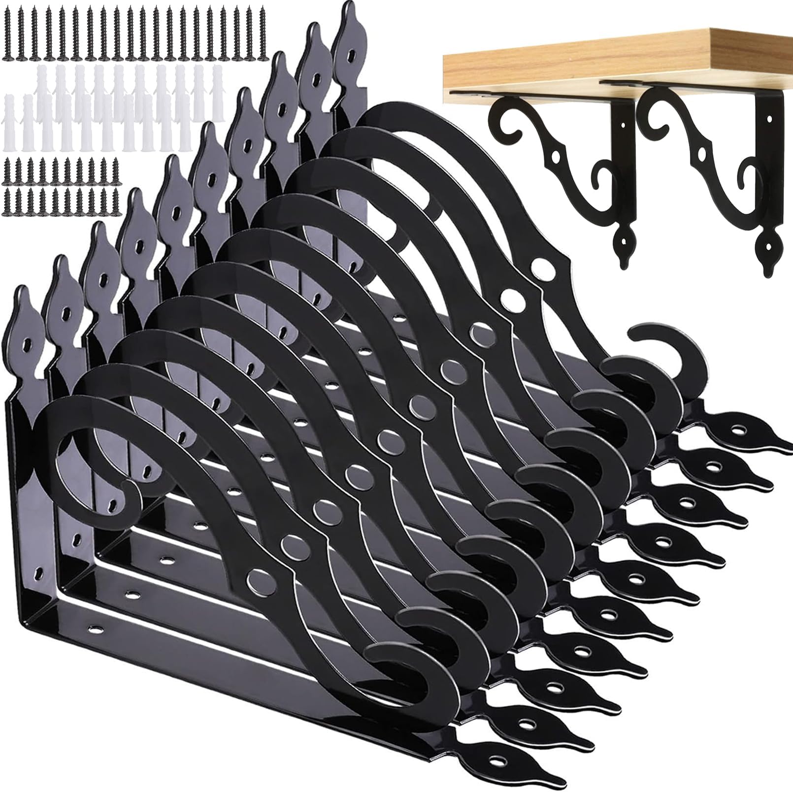 Amazon.com: HOME MASTER HARDWARE Decorative Shelf Brackets 10 inch ...