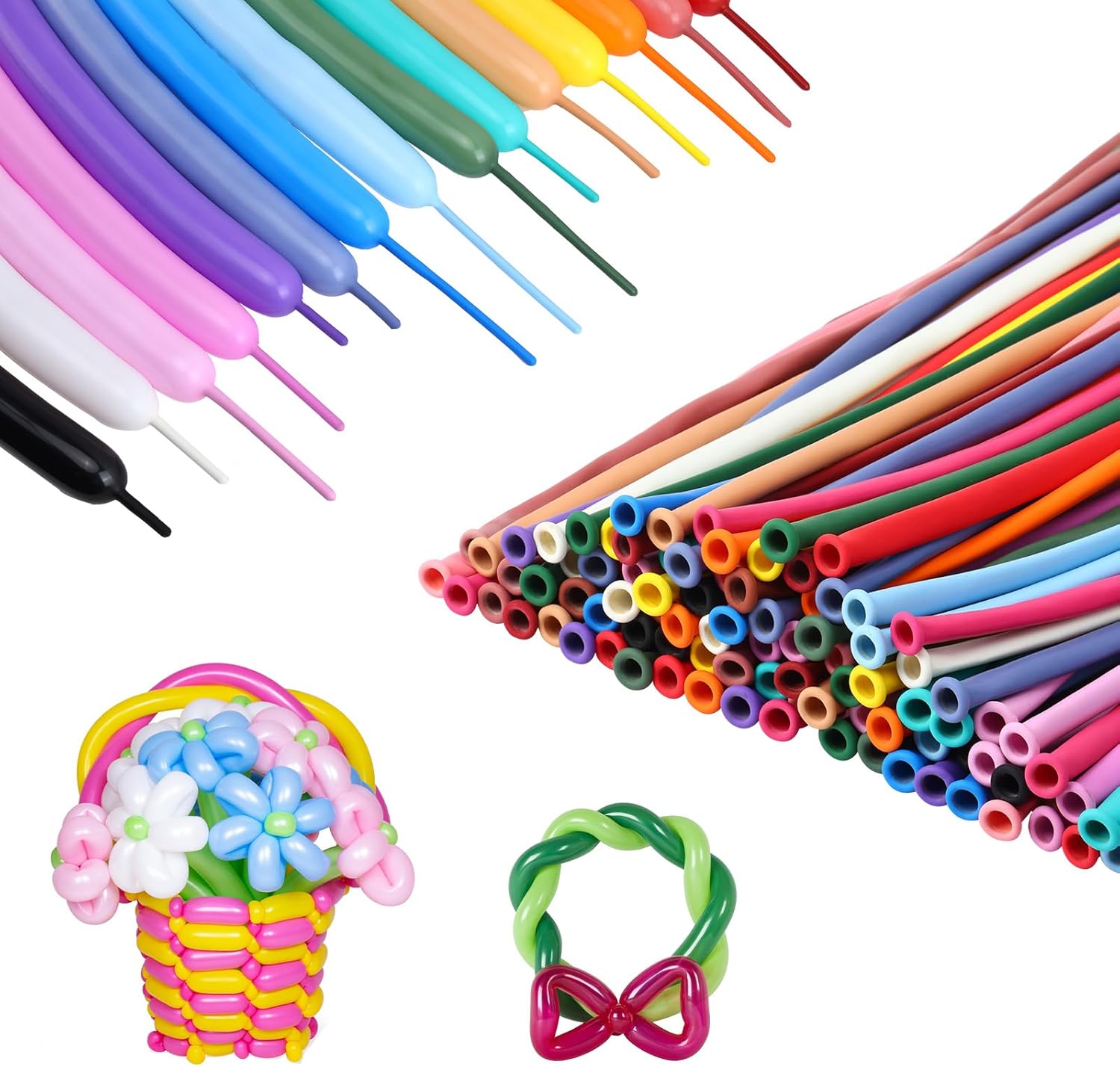 Amazon.com: RUBFAC 100pcs 260 Long Balloons 20 Colors Animals Balloons ...