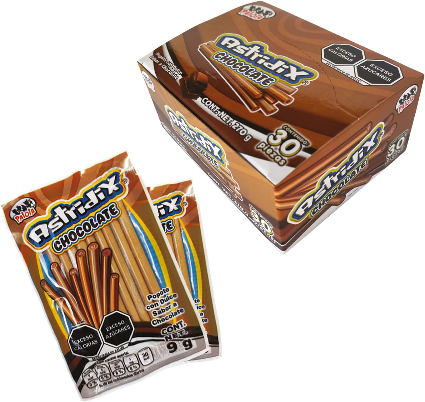 Astridix Chocolate 30 pzs, Popote Relleno Sabor Chocolate, Las Delicias ...