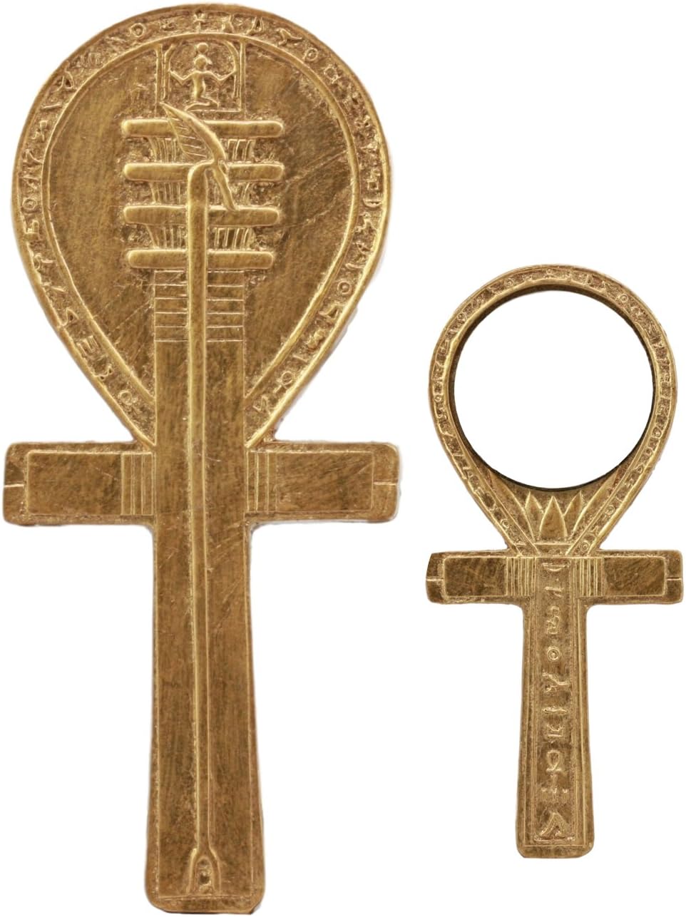 Ebros Small Crux Ansata Egyptian Golden Ankh Djed Hand Mirror Figurine ...