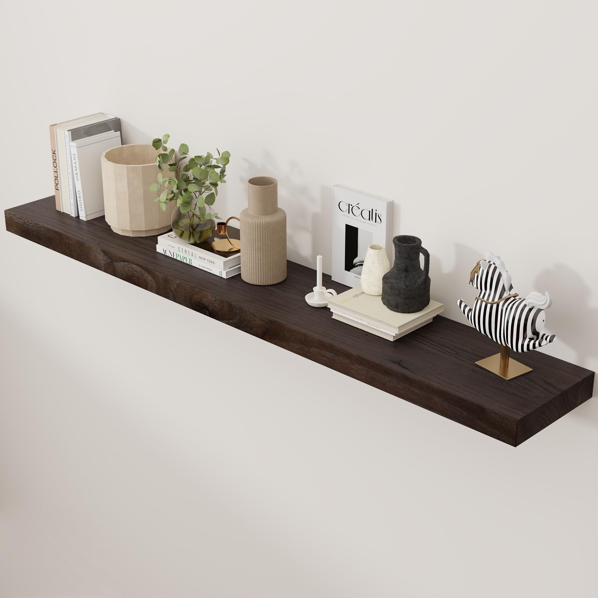 Amazon.com: Axeman Floating Shelves for Wall, Rustic Elm Wood 56'' W x ...
