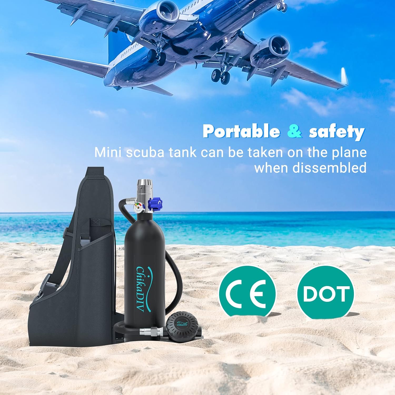 Buy CHIKADIV C400 Mini Scuba Tank Refillable Oxygen Cylinder with 1L ...
