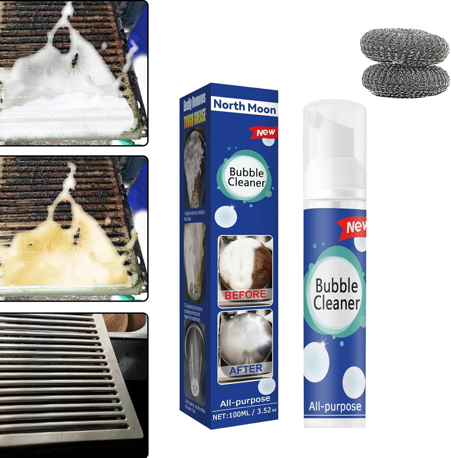 MOTZQI North Moon Bubble Cleaner, Foaming Heavy Oil Stain Cleaner, All ...