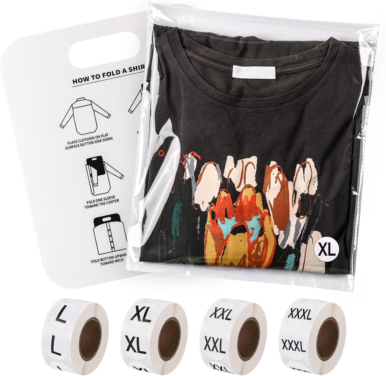 Amazon.com: 200 Pcs Clear Poly Shirt Bags 11x14 Inch with Shirt Folding ...