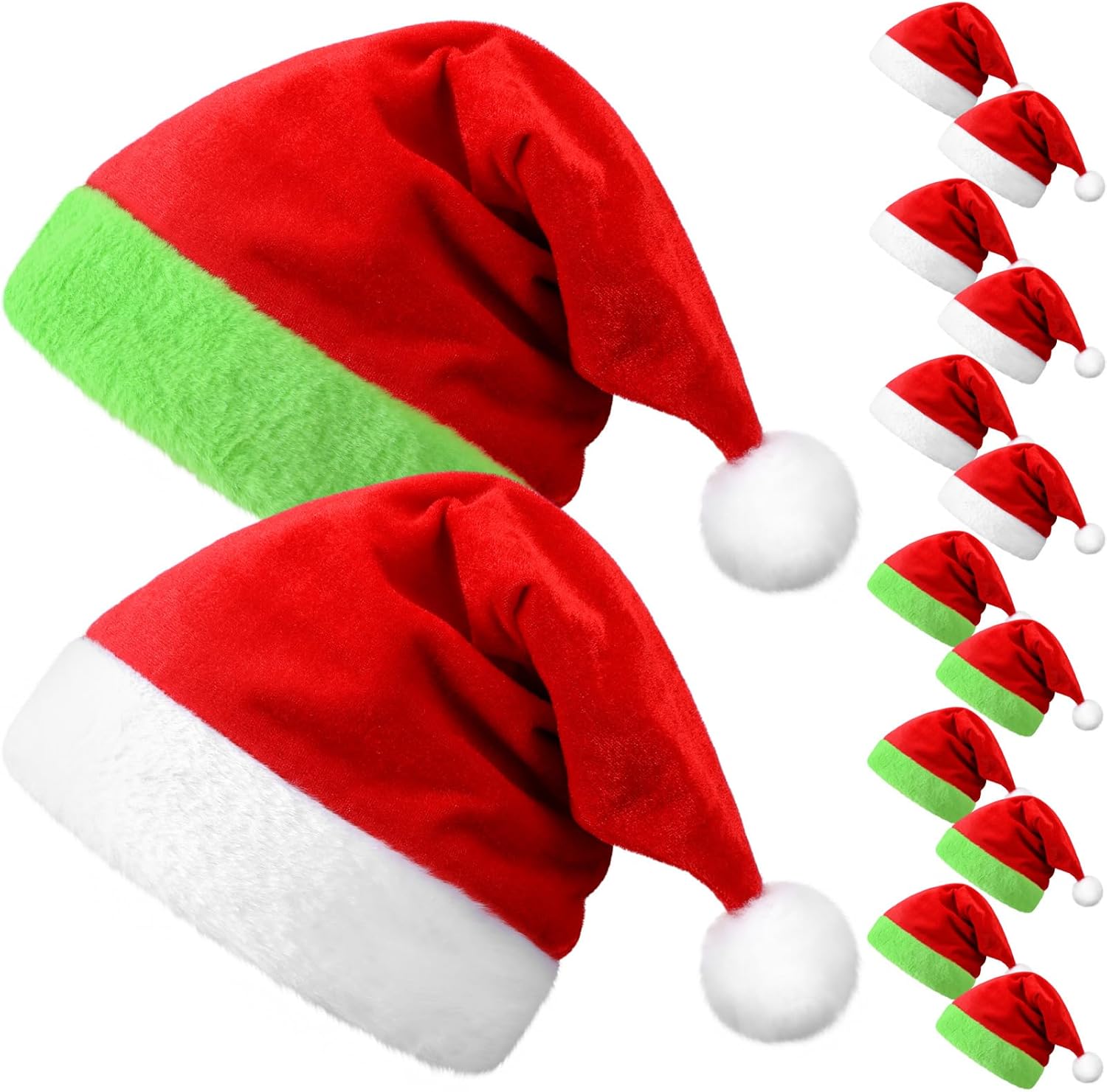 Amazon.com: Jeere 12 Pieces Christmas Hat Santa Hat Adult Unisex Red ...