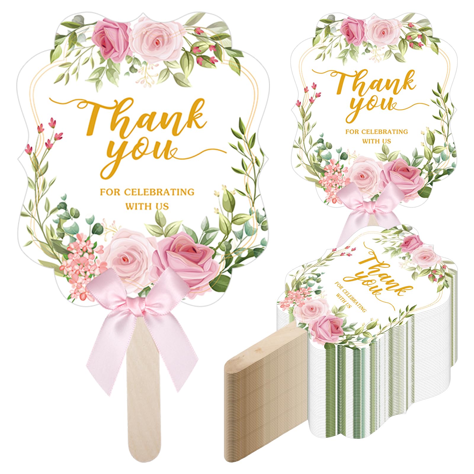 Amazon.com: Huwena 50 Sets Wedding Fans for Guests Thank You for ...
