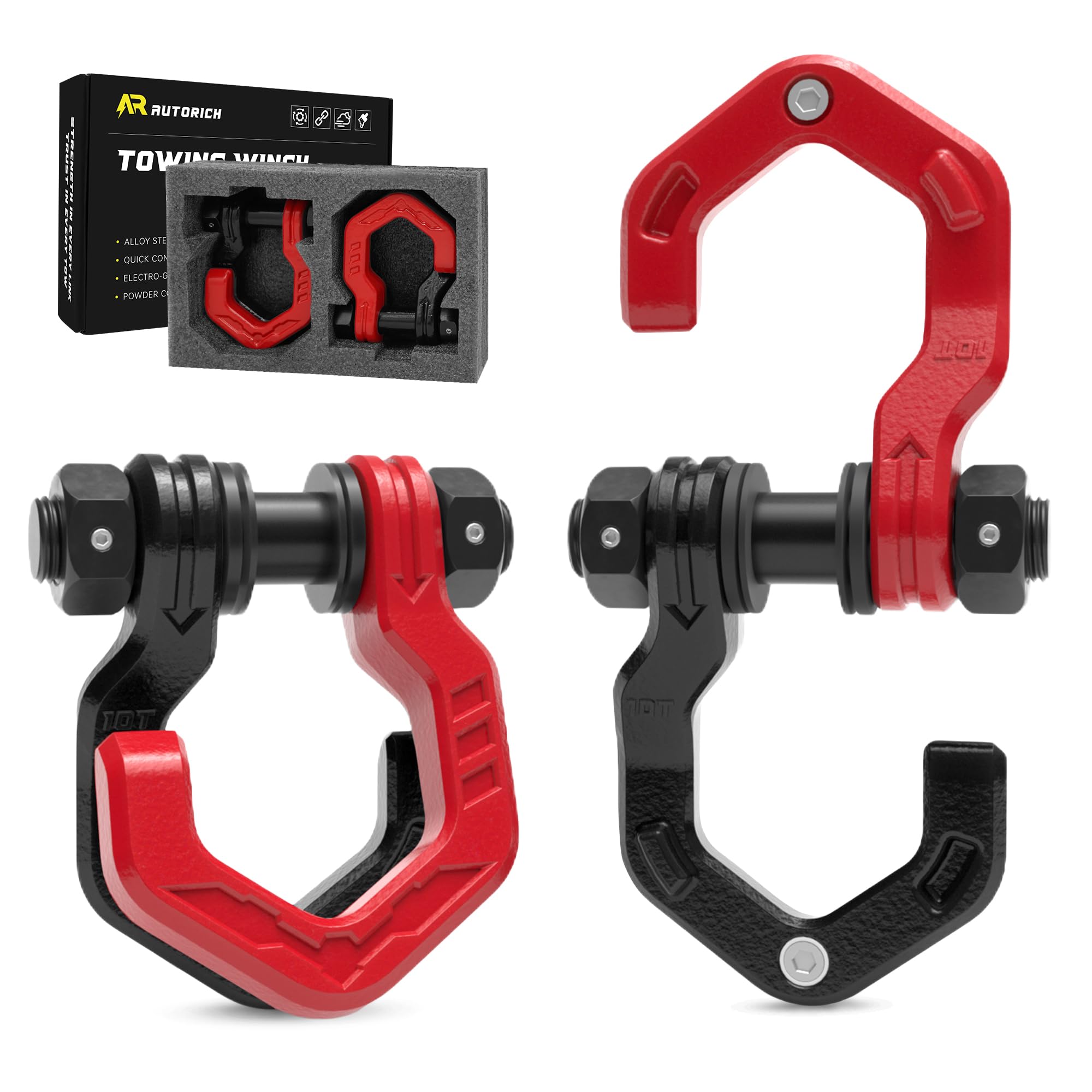 Snapklik.com : AUTORICH D Ring Shackles, Heavy Duty 3/4" Shackles