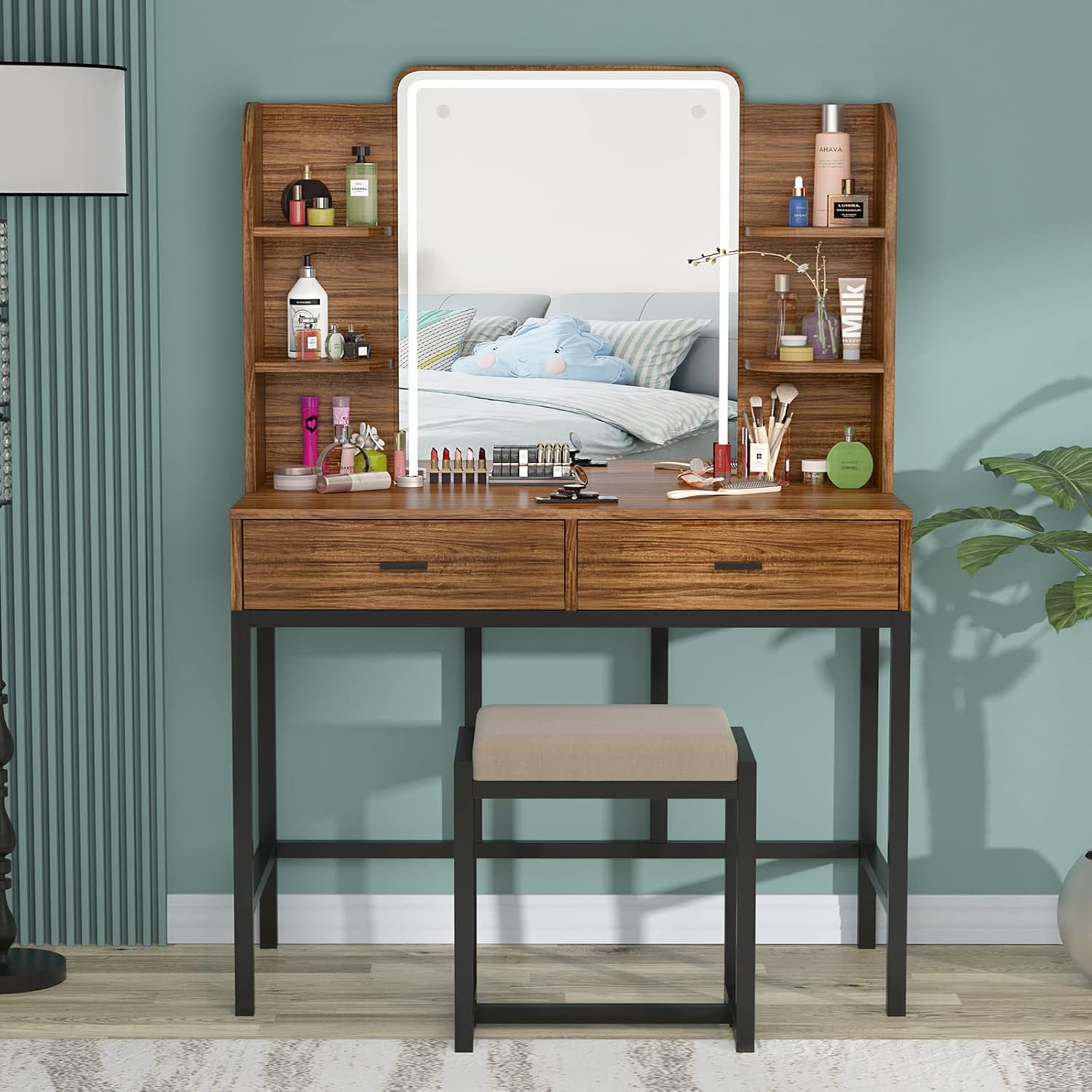 Amazon.com: PakaLife Vanity Set with Lighted Mirror, Makeup Vanity with ...