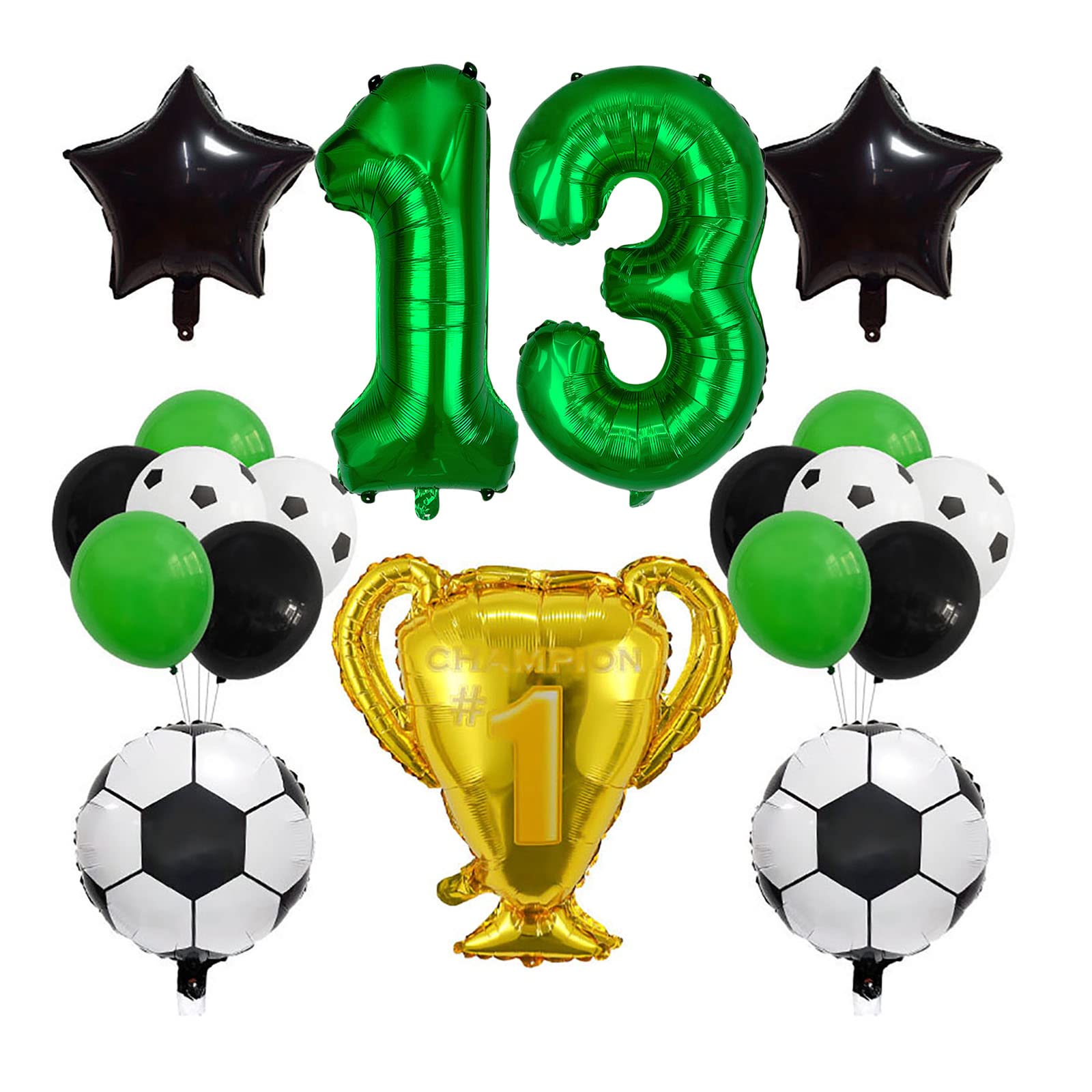 Amazon.com: XLOOD Soccer Champion Cup Balloon Set 13th Birthday ...