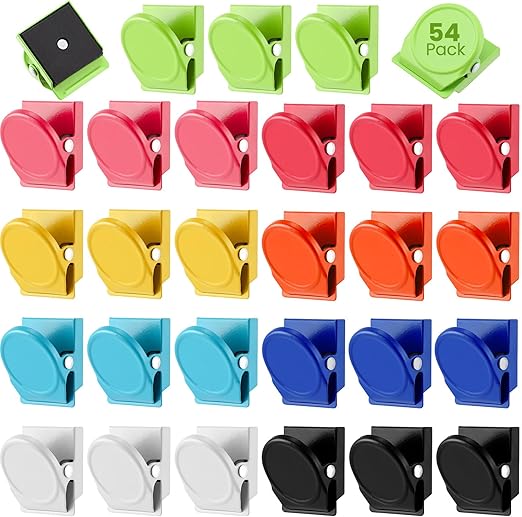 Amazon.com : Tenceur 54 Pcs Metal Magnetic Clips Heavy Duty Chip Clips ...
