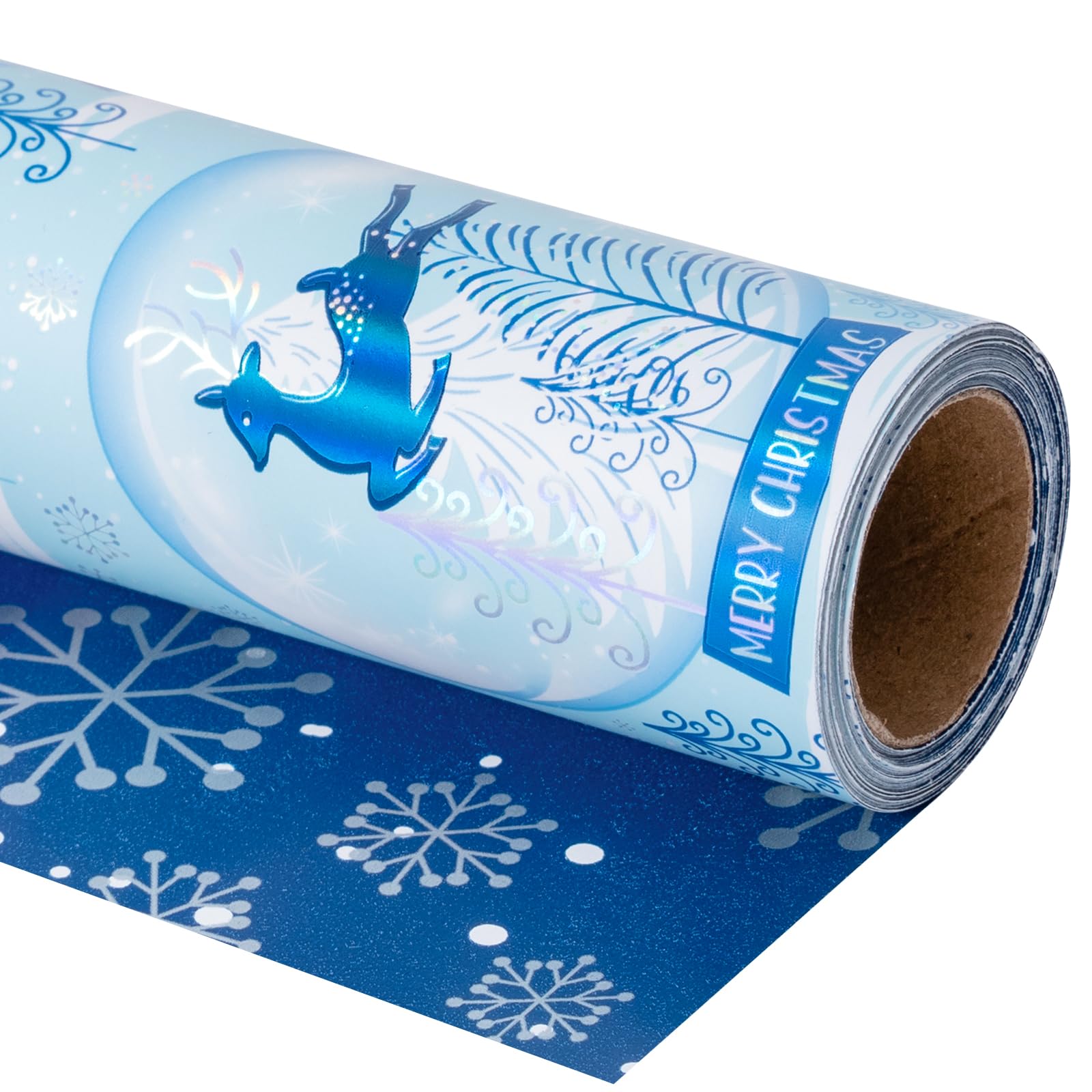Snapklik.com : Christmas Wrapping Paper Roll, Reindeer Snow Globe ...
