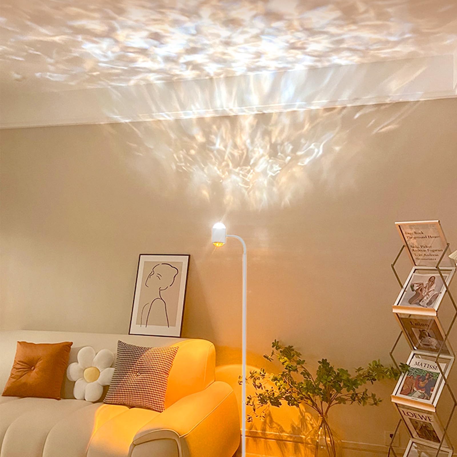 Modern Floor Lamp, Color Changing Sunset Lamp Projector with 3D Ocean ...