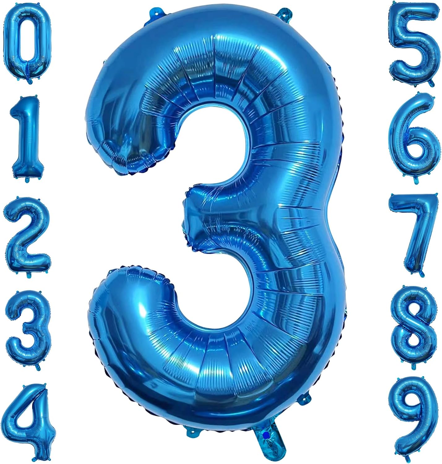Amazon.com: PatiCool 40 Inch Blue Number Balloon 3, Large Number Foil ...
