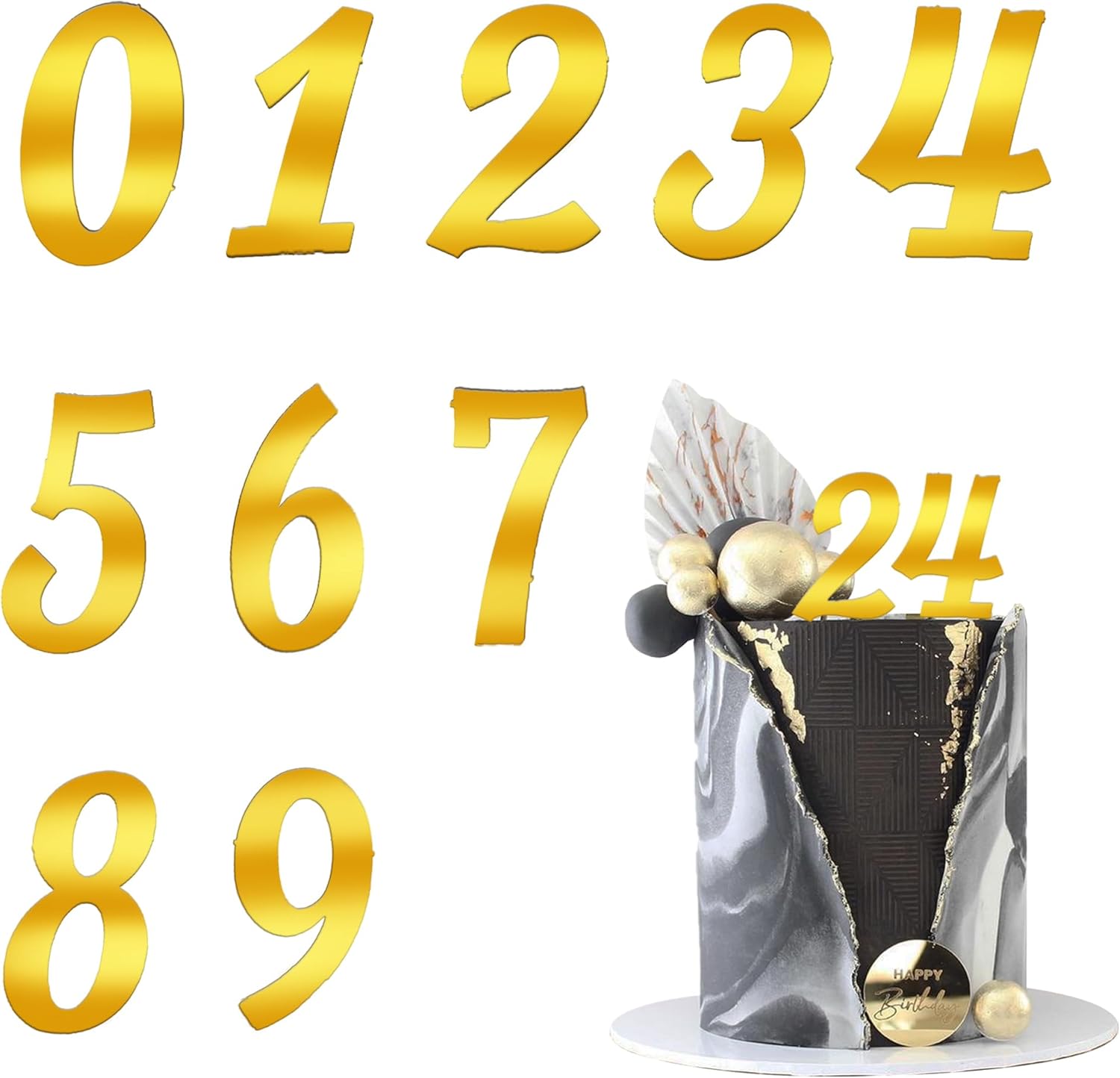 Amazon.com: Acrylic Number Cake Topper DIY Cupcake Toppers with 0-9 ...