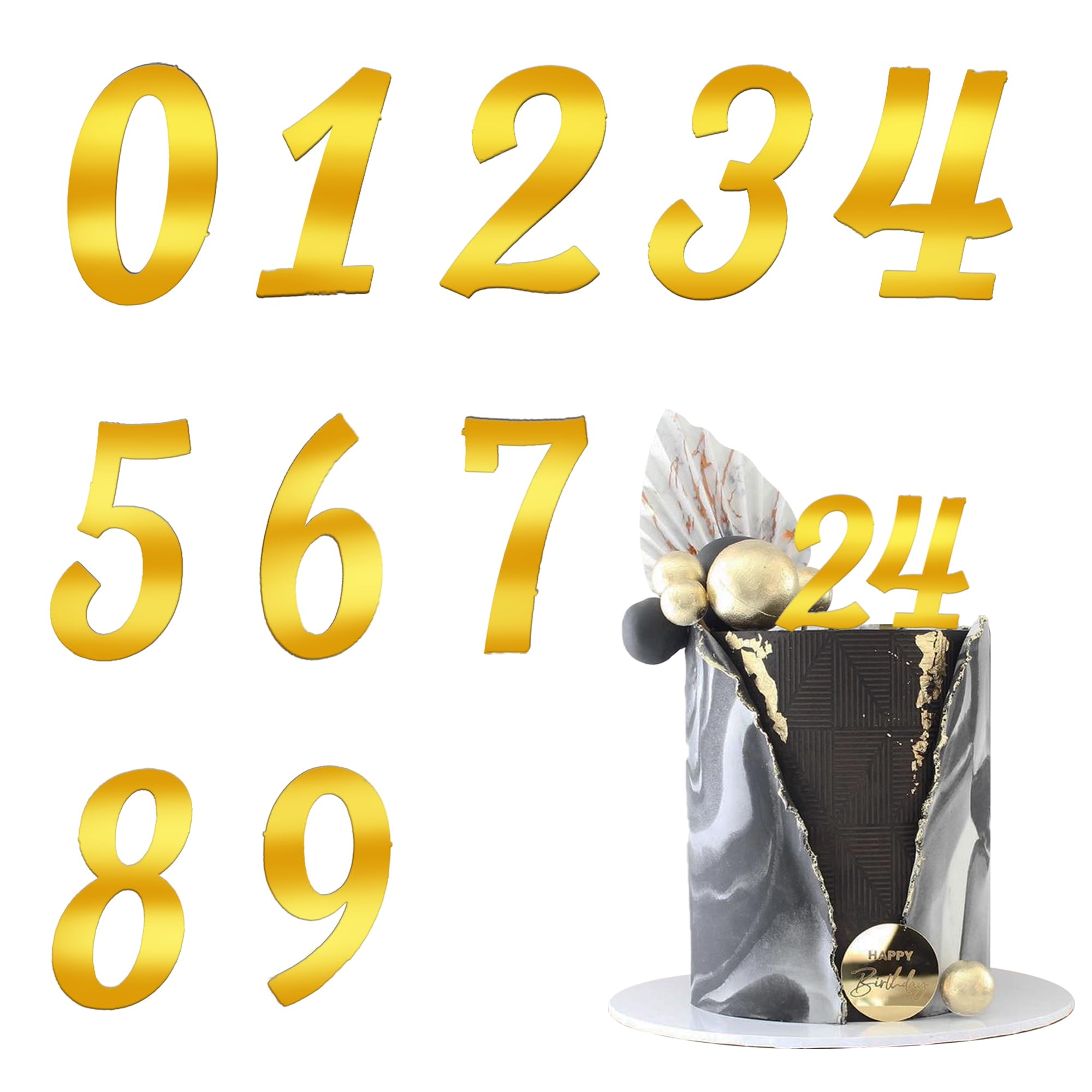 Amazon.com: Acrylic Number Cake Topper DIY Cupcake Toppers with 0-9 ...