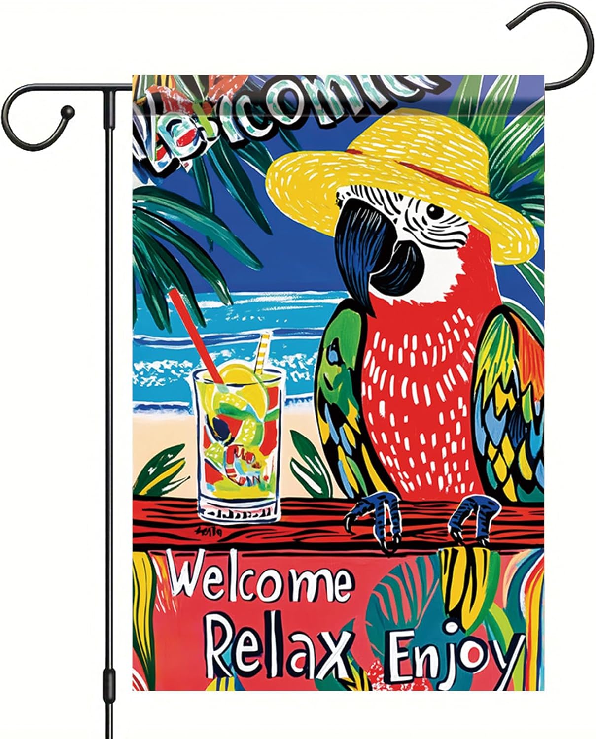 Amazon.com : Starlit Patio Welcome Summer Parrot Bird Garden Flag 12x18 ...