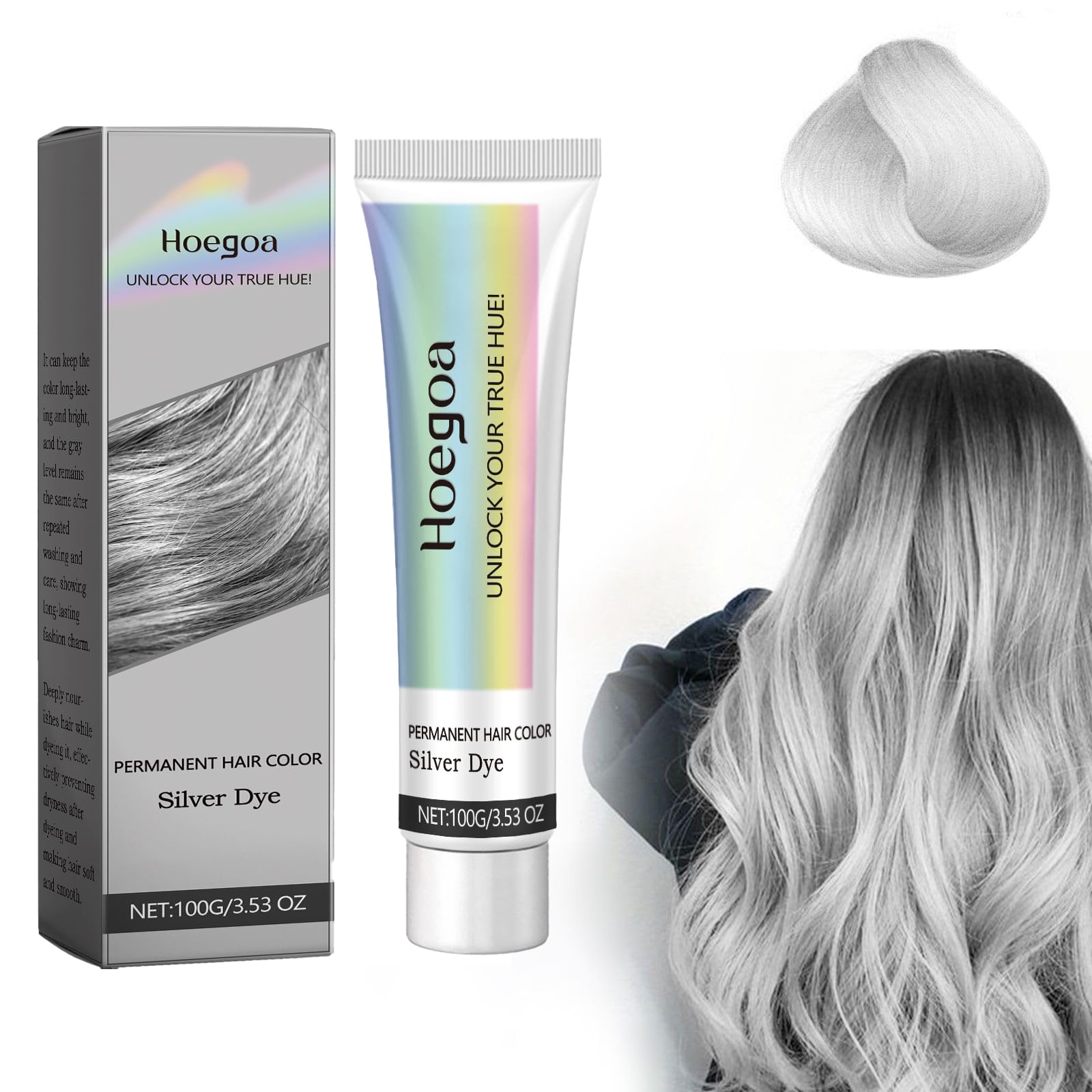 Amazon.com : Hoegoa Silver Gray Natural Hair Dye Cream, Unisex Silver ...