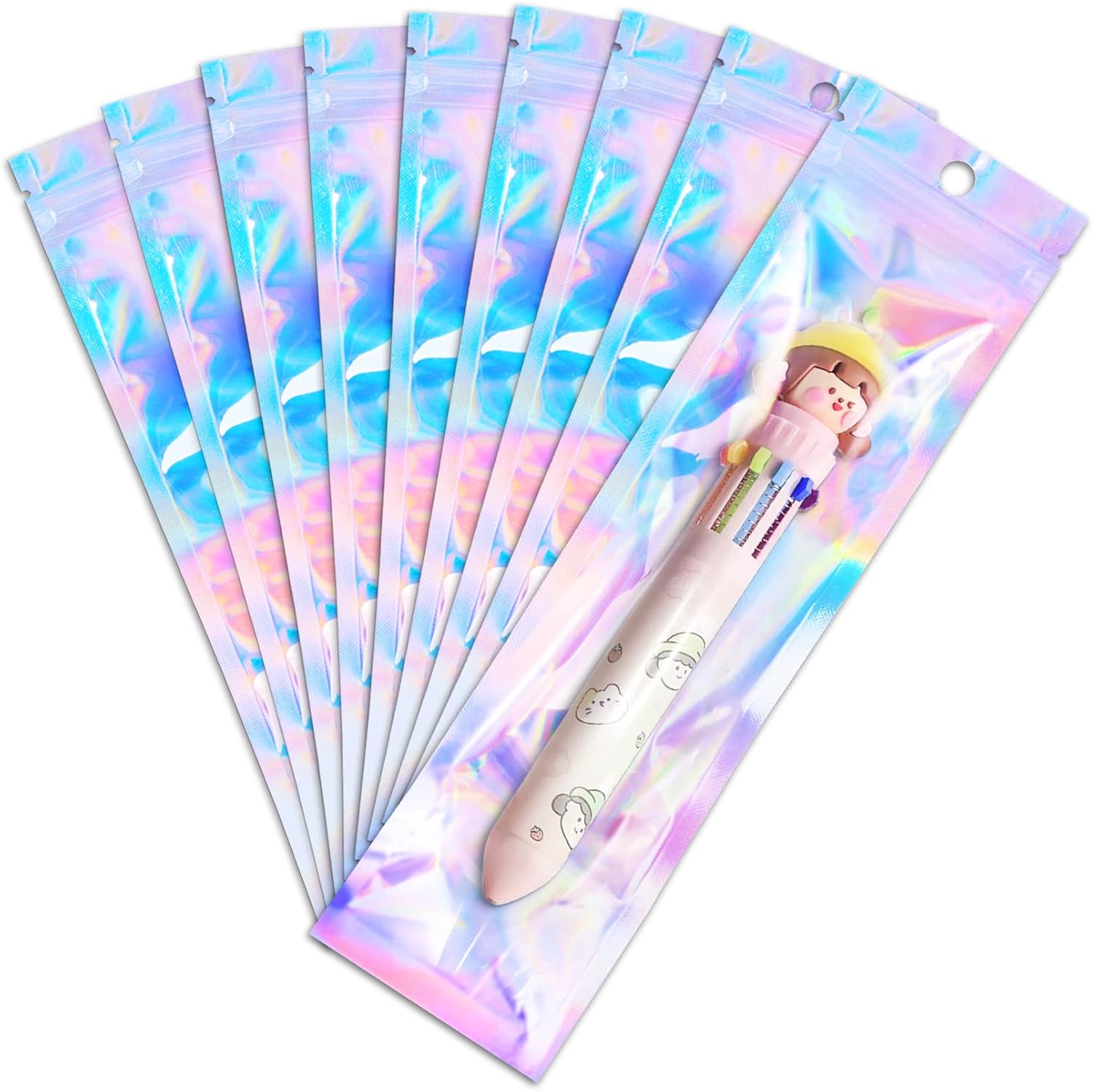 Amazon.com: ANZNKU 50 Pcs 2.7" x 9" Pen Bags Holographic Mylar Bags Pen ...