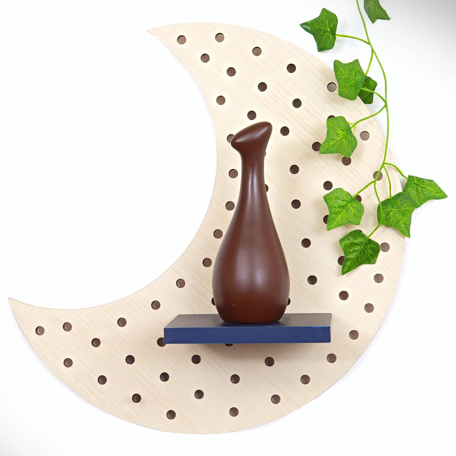 Kawai Homes Pinewood Moon Pegboard Key Holder Wall Organizer with Shelf ...