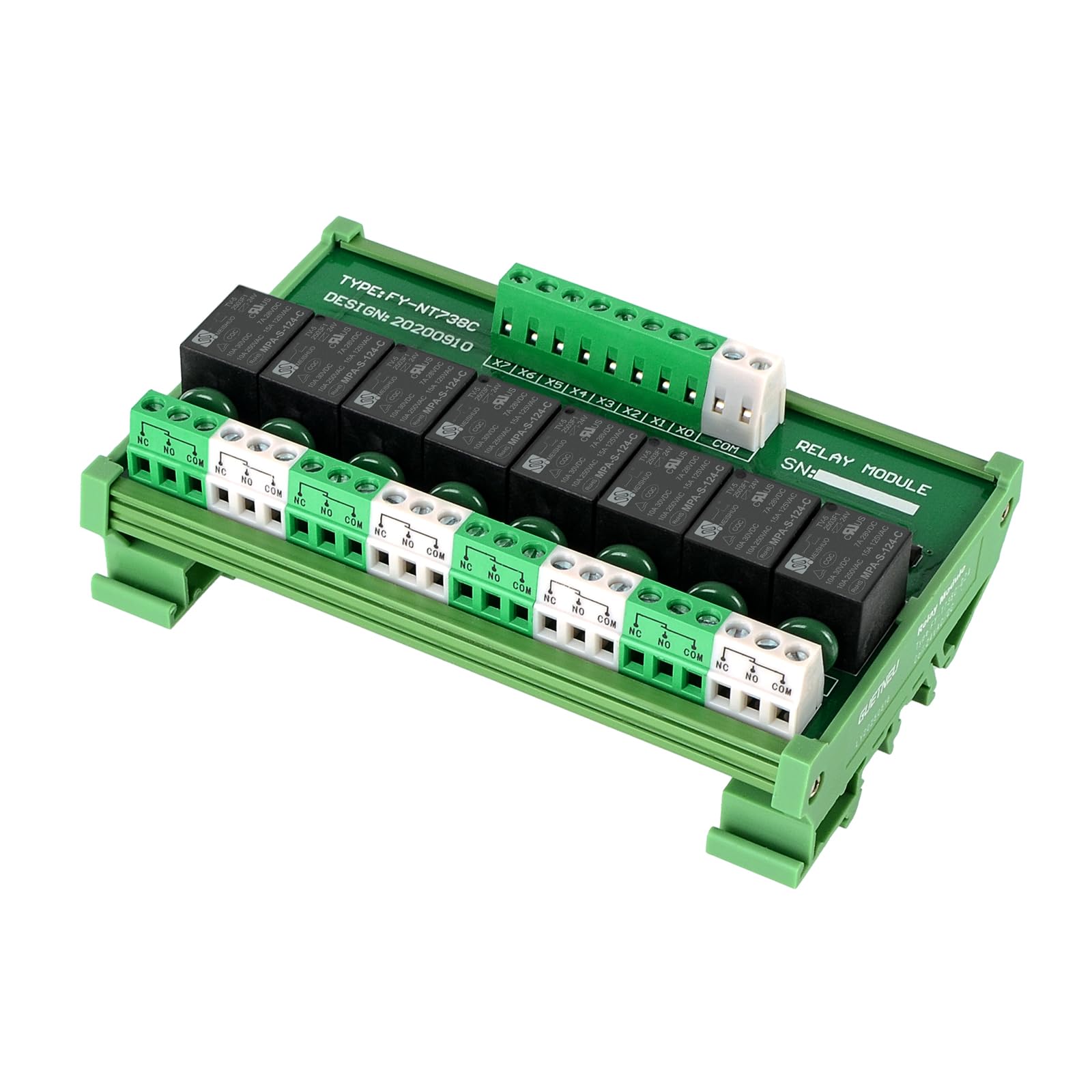 Snapklik.com : Relay Board, 8 Channel 1 SPDT DIN Rail Mount 24V DC/AC ...