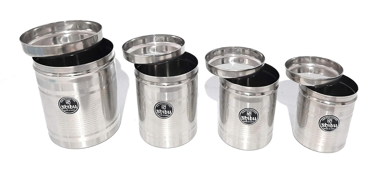 Buy Shibu Brand Stainless Steel Deep Dabba Set of 4 Pcs (Cap.1 kg,1.25 ...
