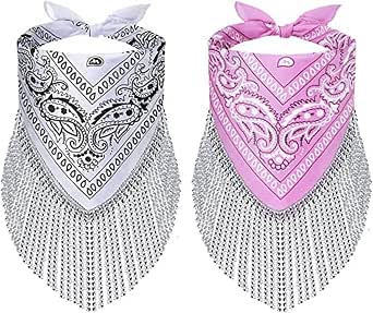 Amazon.com: 2 Pcs Disco Fringed Bandana Cowgirl Bachelorette Bandanas ...