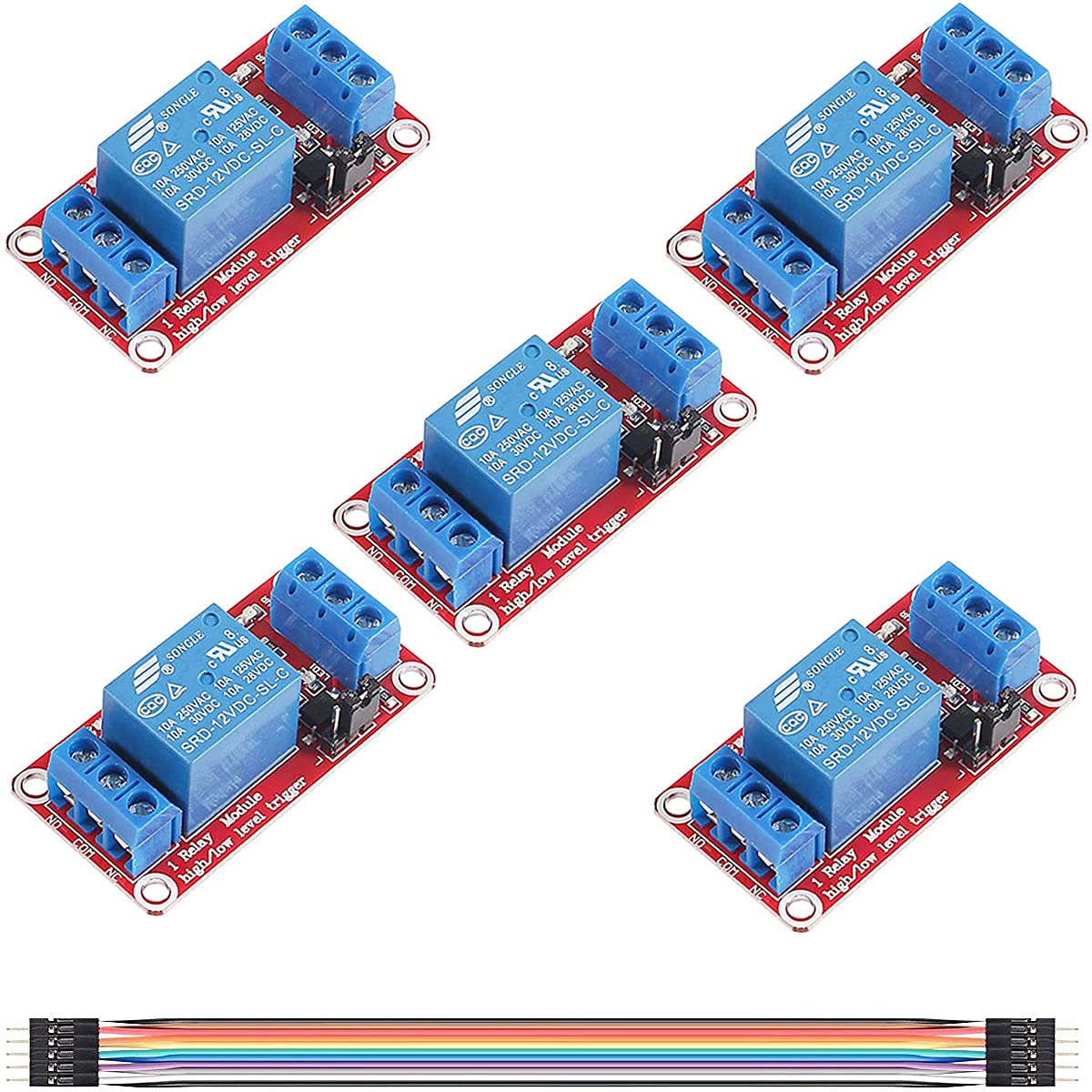 Youmile 5 pcs 12V 1 Channel Relay Module Opto-Isolated High or Low ...