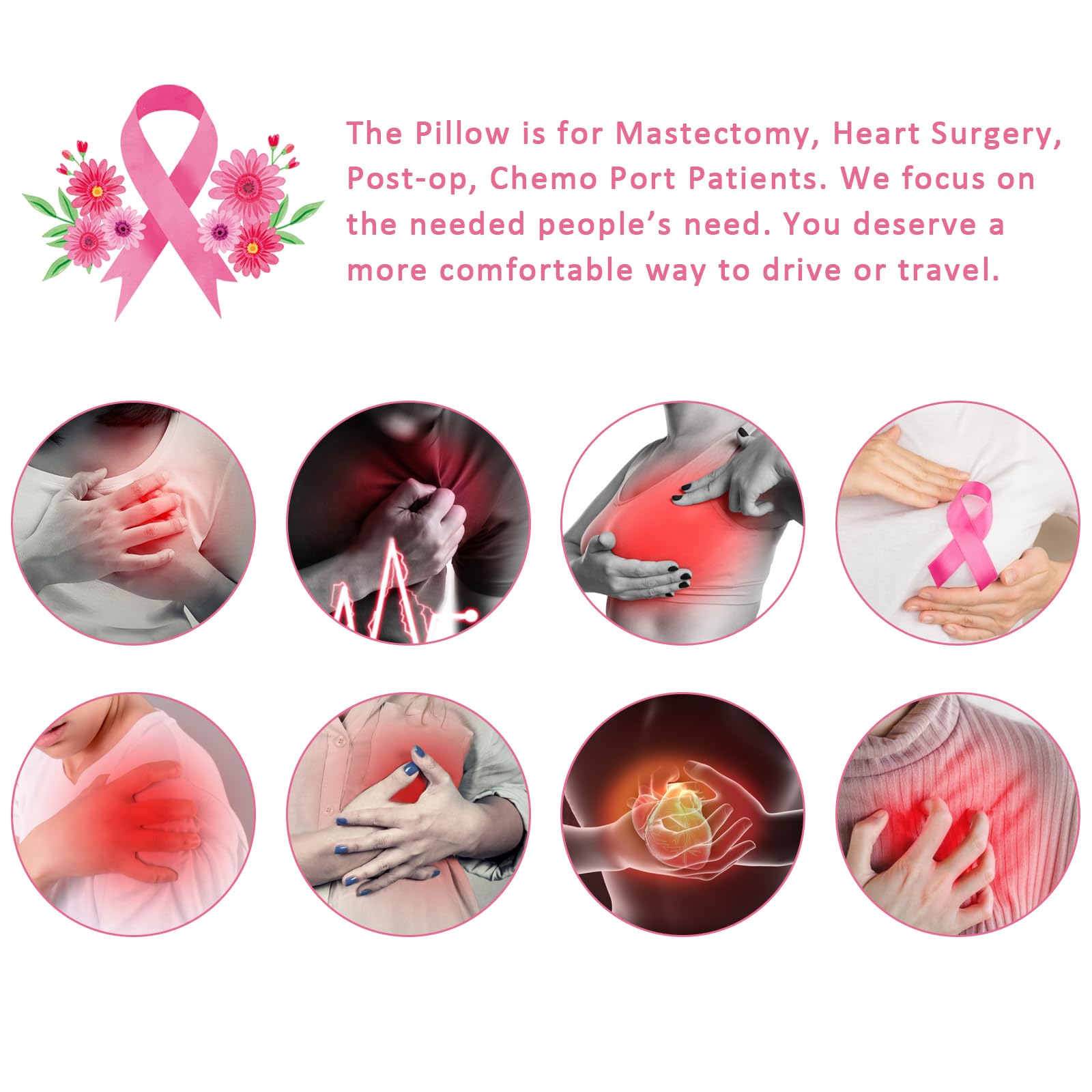 Snapklik.com : Seat Belt Pillow For Mastectomy Post-Surgery, Heart ...