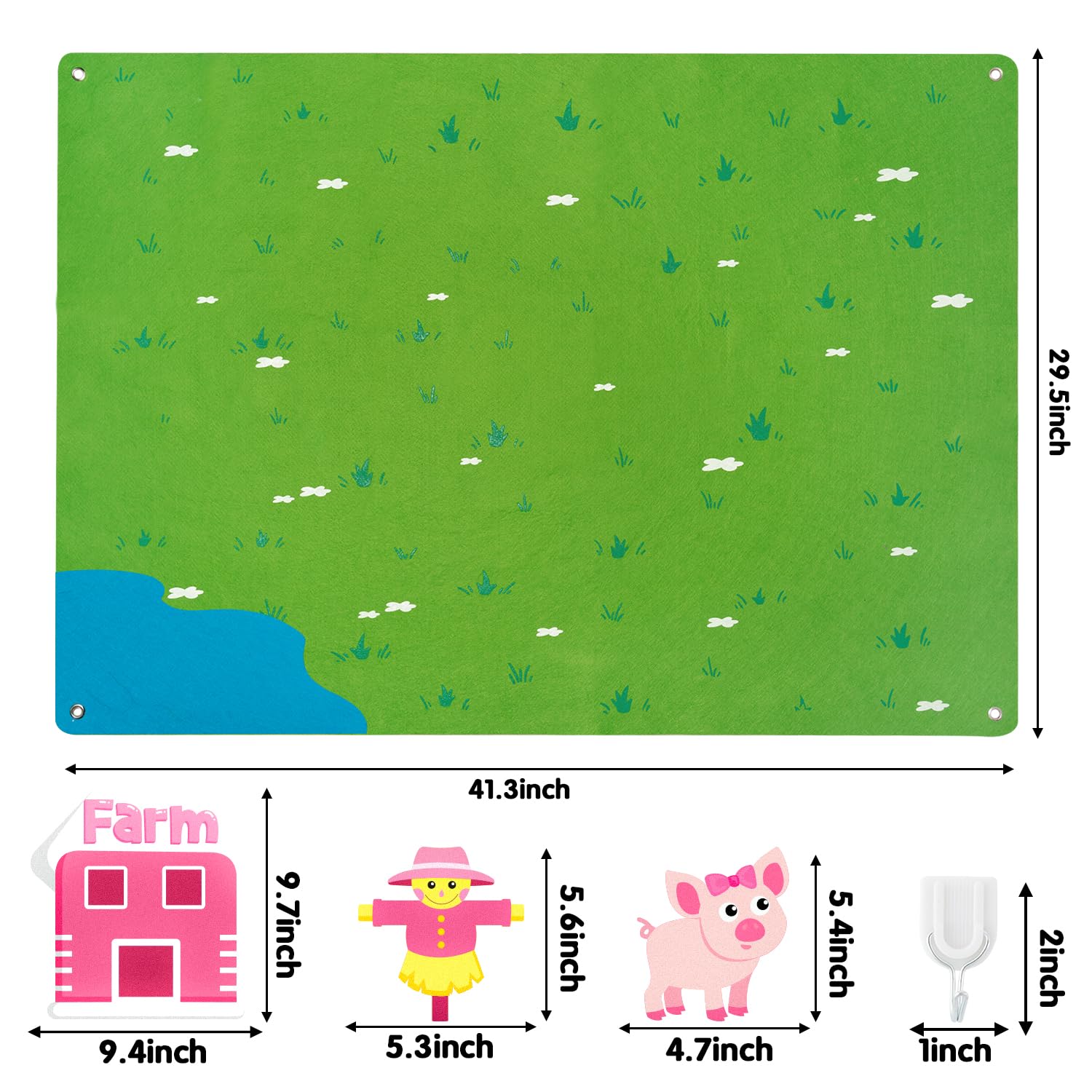 Snapklik.com : 35Pcs Pink Farm Animals Felt Story Board Set, Early ...